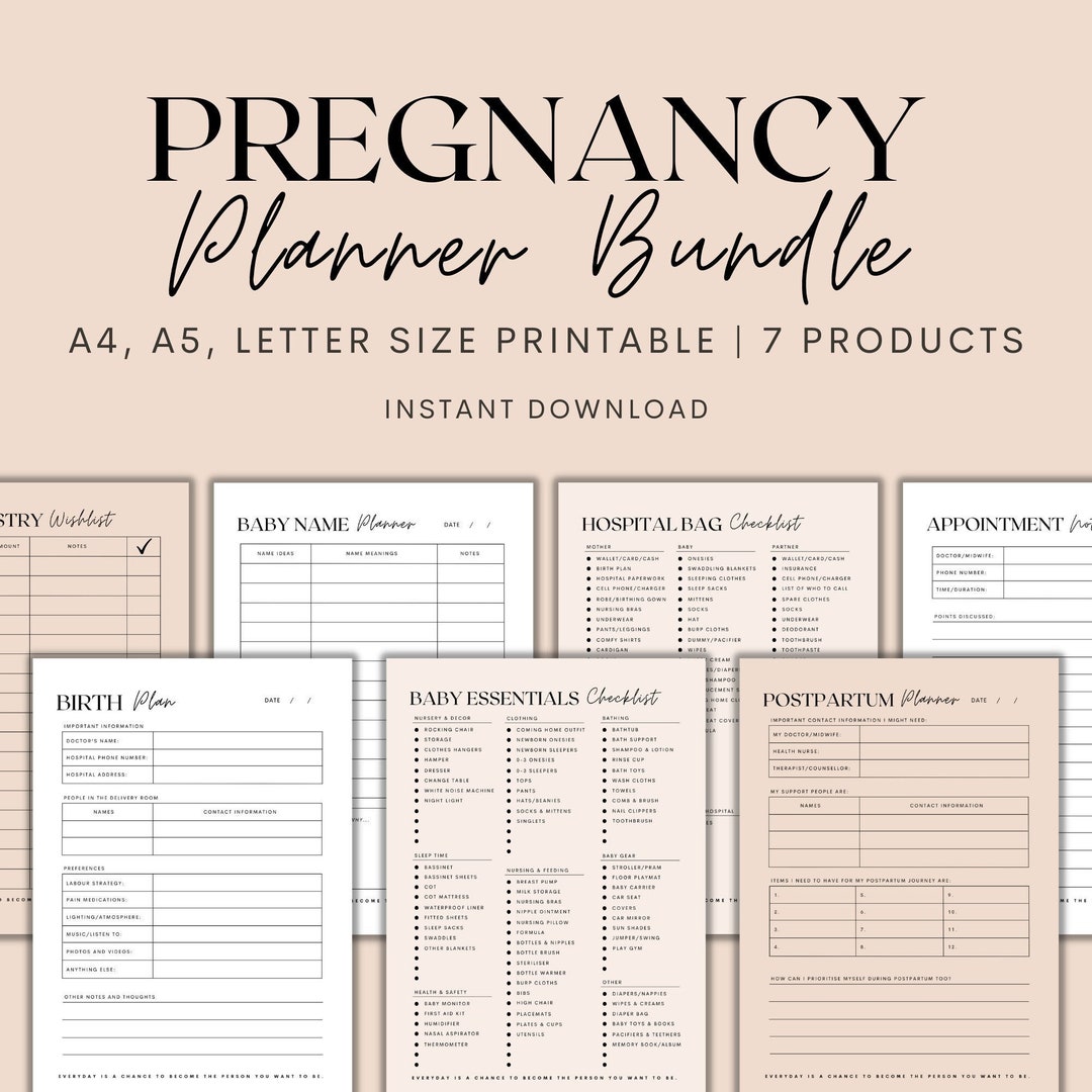 Pregnancy Planner Printable, New Mom Planner, Baby Essentials Checklist ...
