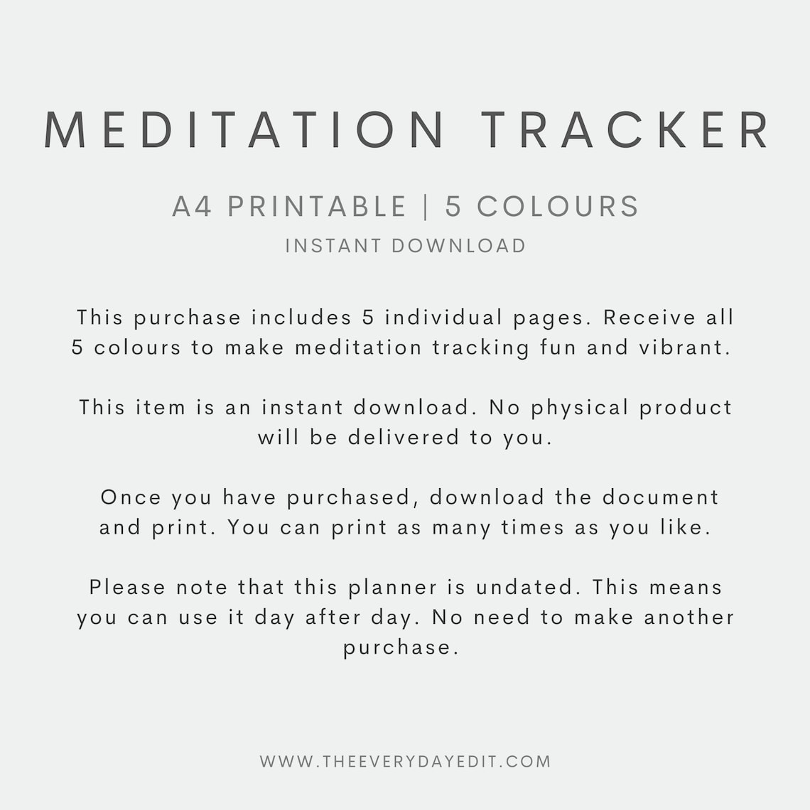 Meditation Tracker Printable Weekly Tracker Meditation - Etsy Australia