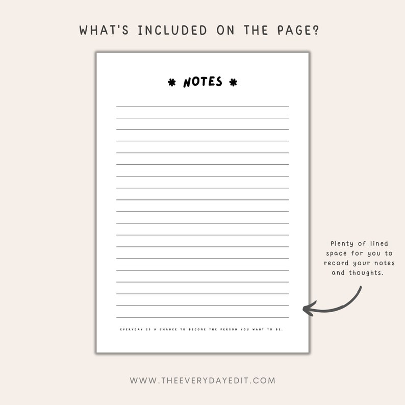 Notes Page Printable, Printable Note Paper, Lined Page, Lined Paper ...