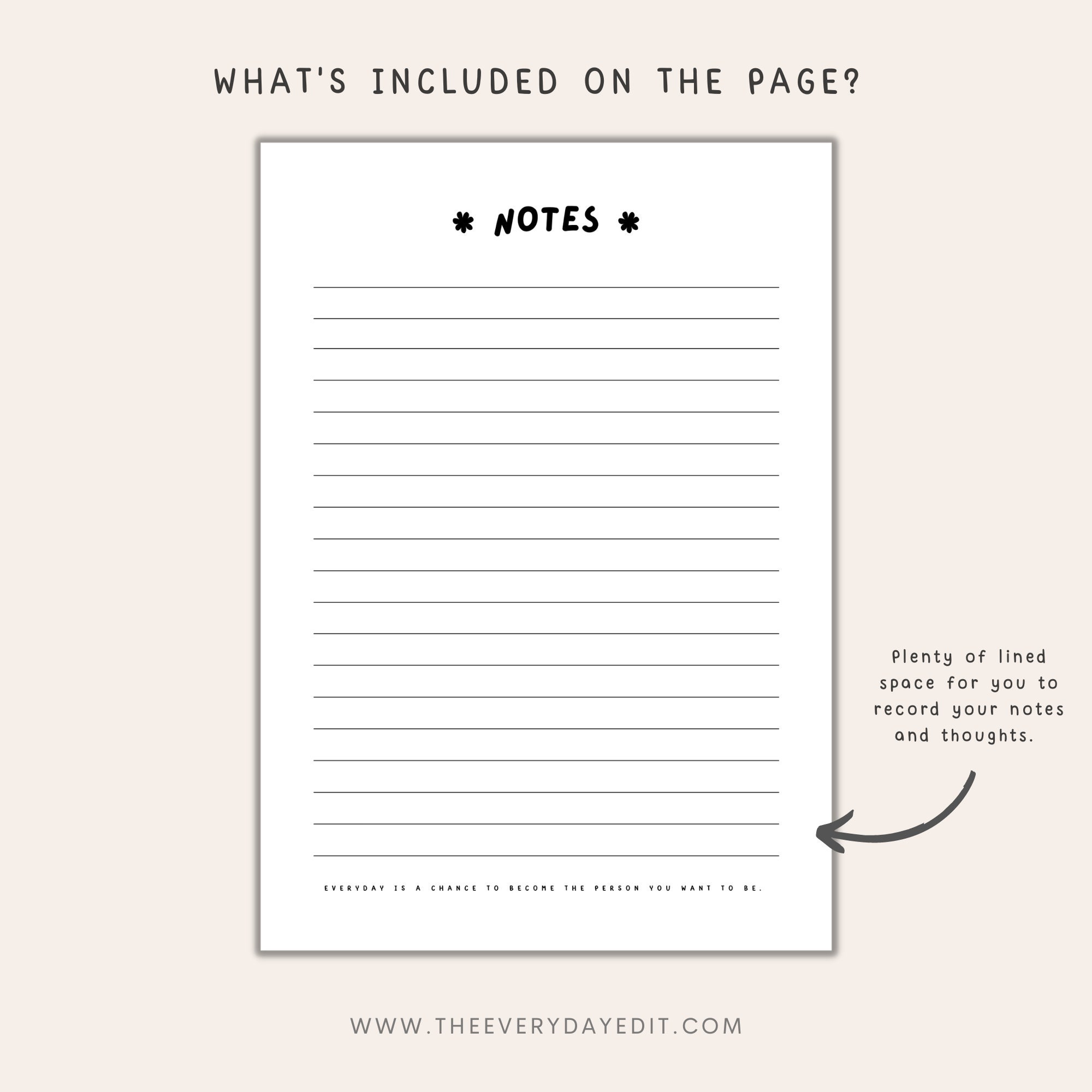 Notes Page Printable, Printable Note Paper, Lined Page, Lined Paper ...