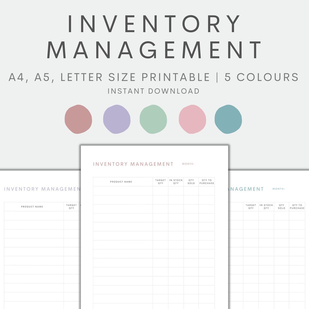 Inventory Management Printable, Inventory Tracker, Inventory Sheet ...