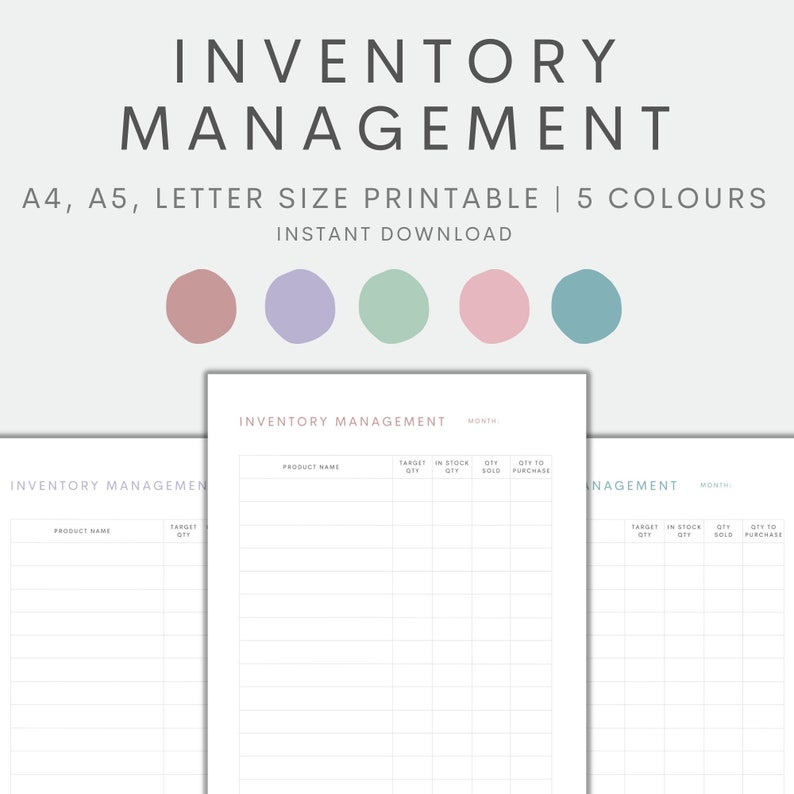 Inventory Management Printable, Inventory Tracker, Inventory Sheet ...