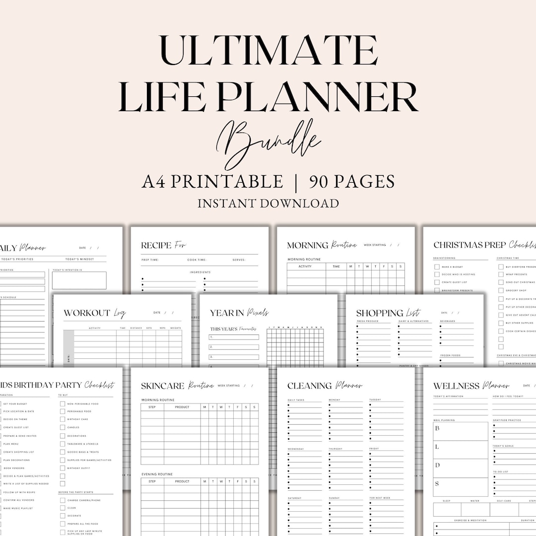 Ultimate Life Planner Printable Bundle, Minimalist Planner, Home ...