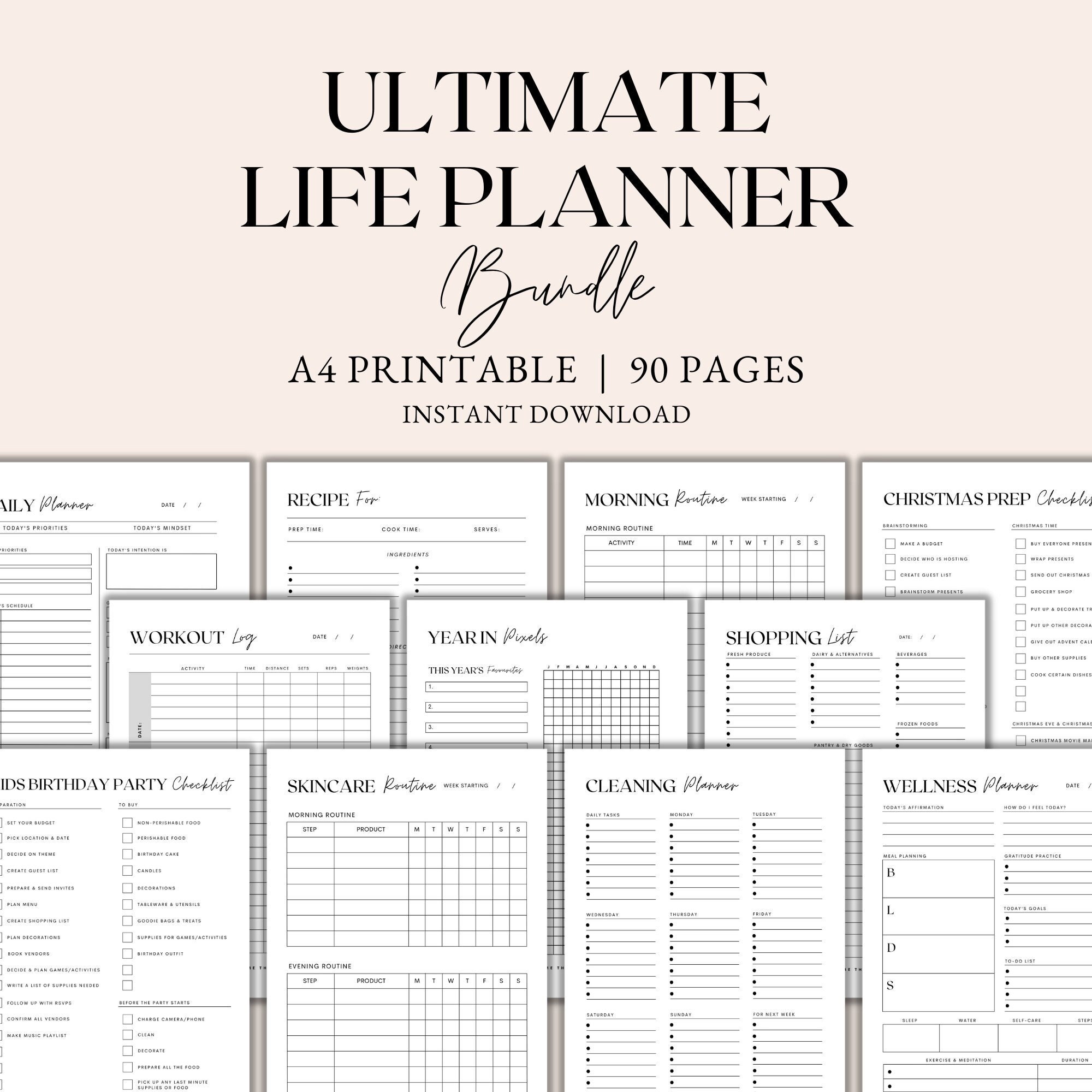 Ultimate Life Planner Printable Bundle, Minimalist Planner, Home ...