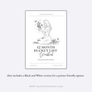 12 Month Bucket List Workbook Printable, Bucket List Tracker, Bucket ...