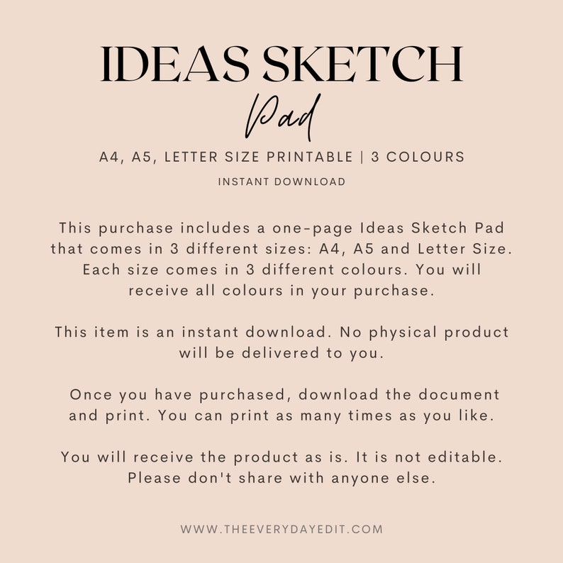 Ideas Sketch Pad Printable, Sketch Sheet Printable, Notes Page ...