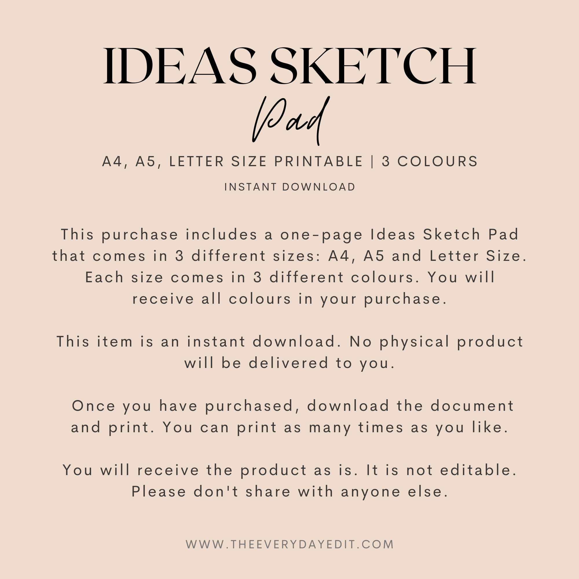 Ideas Sketch Pad Printable, Sketch Sheet Printable, Notes Page ...