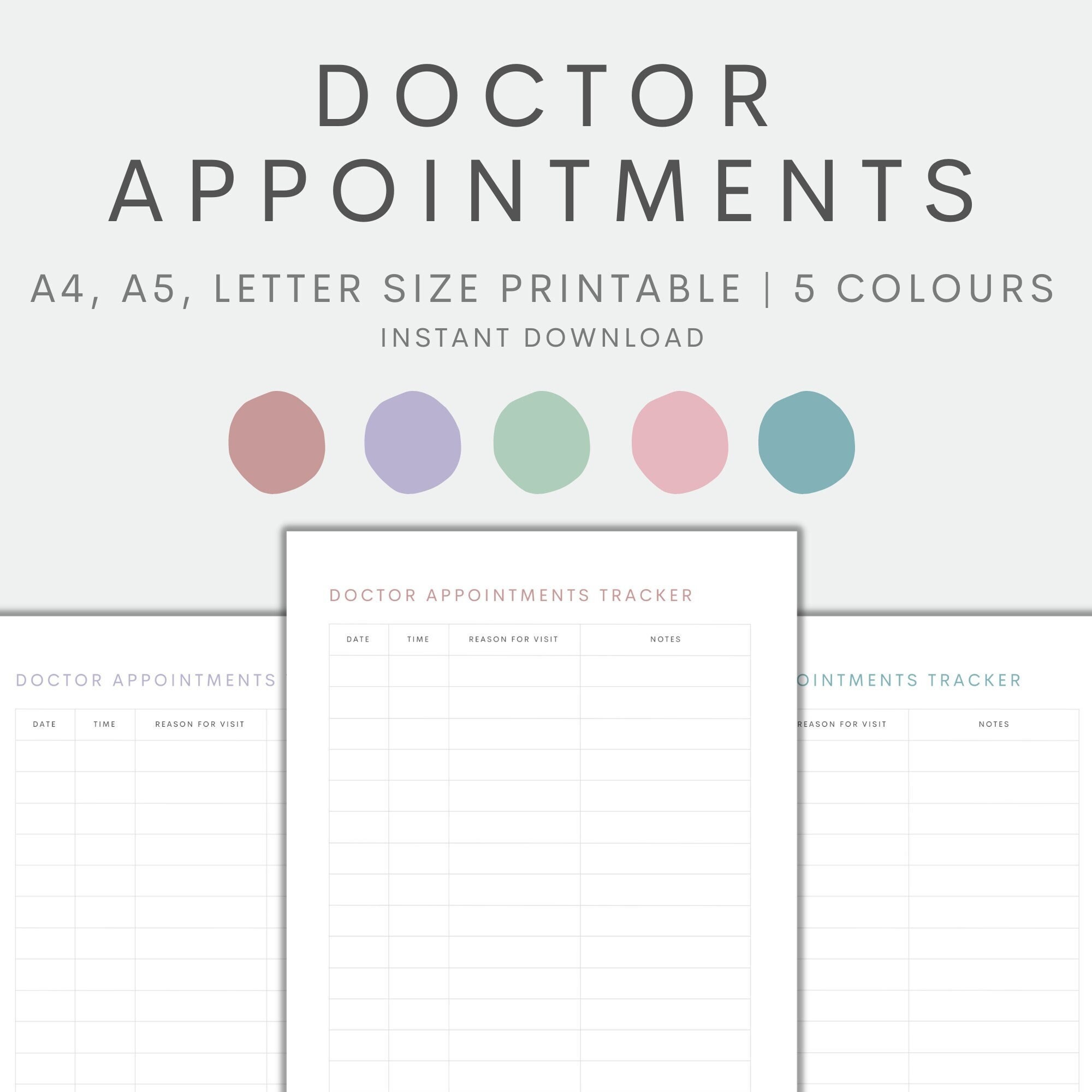 Doctor Appointments Tracker Printable, Medical Record Keeper, Doctor ...