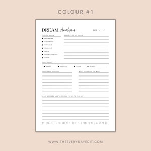 Dream Analysis Printable, Dream Tracker Printable, Dream Journal, Dream ...