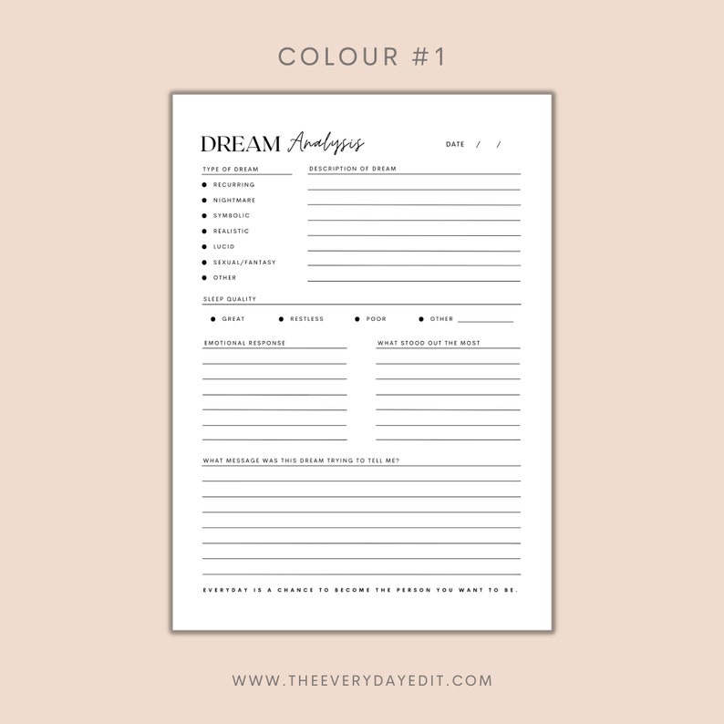Dream Analysis Printable, Dream Tracker Printable, Dream Journal, Dream ...
