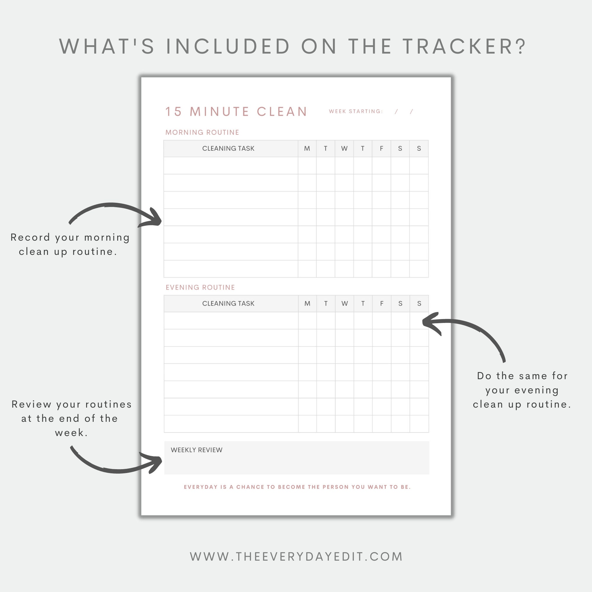 15 Minute Clean Tracker Printable, Cleaning Planner Printable, Cleaning ...