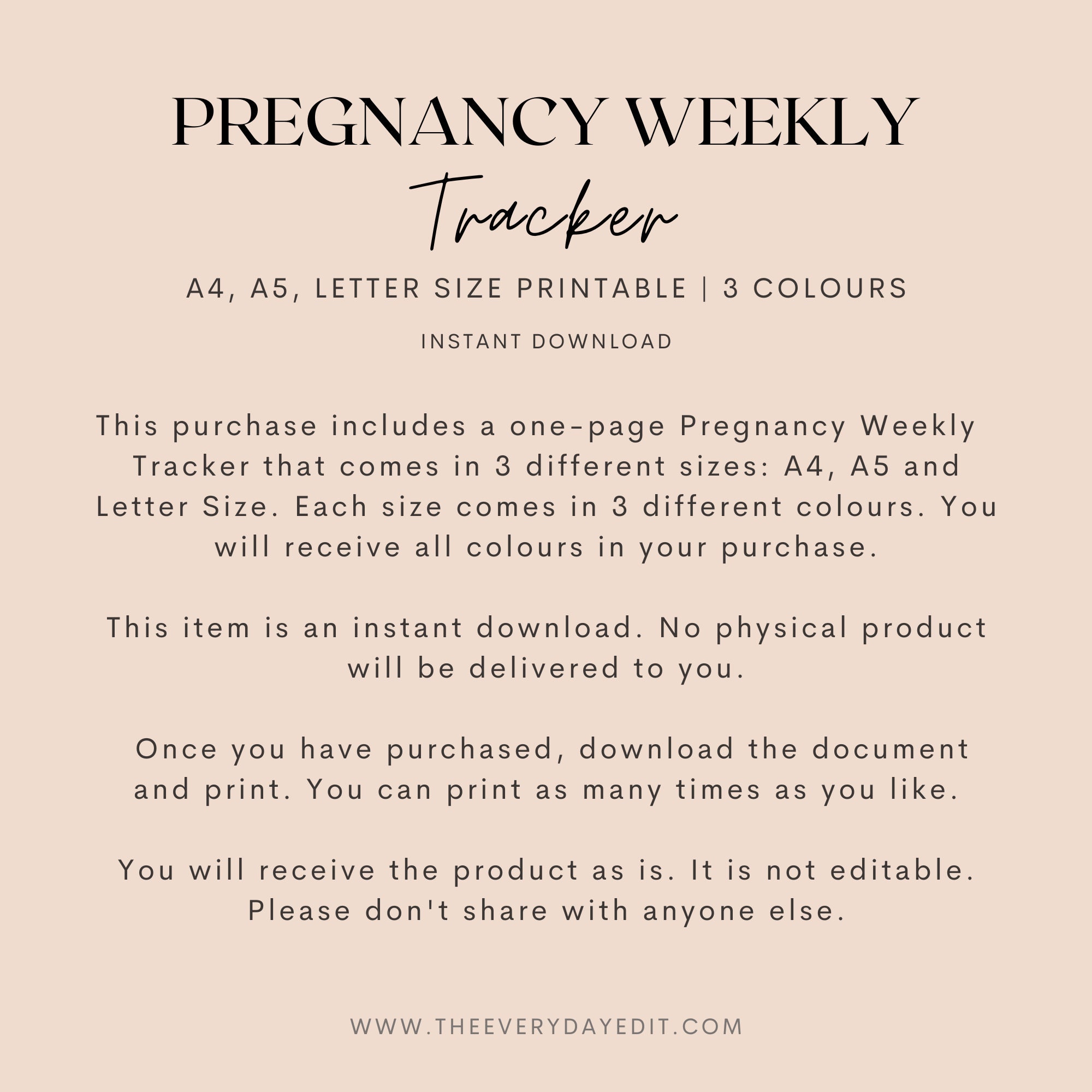 Pregnancy Weekly Tracker Printable, Pregnancy Tracker, Pregnancy ...