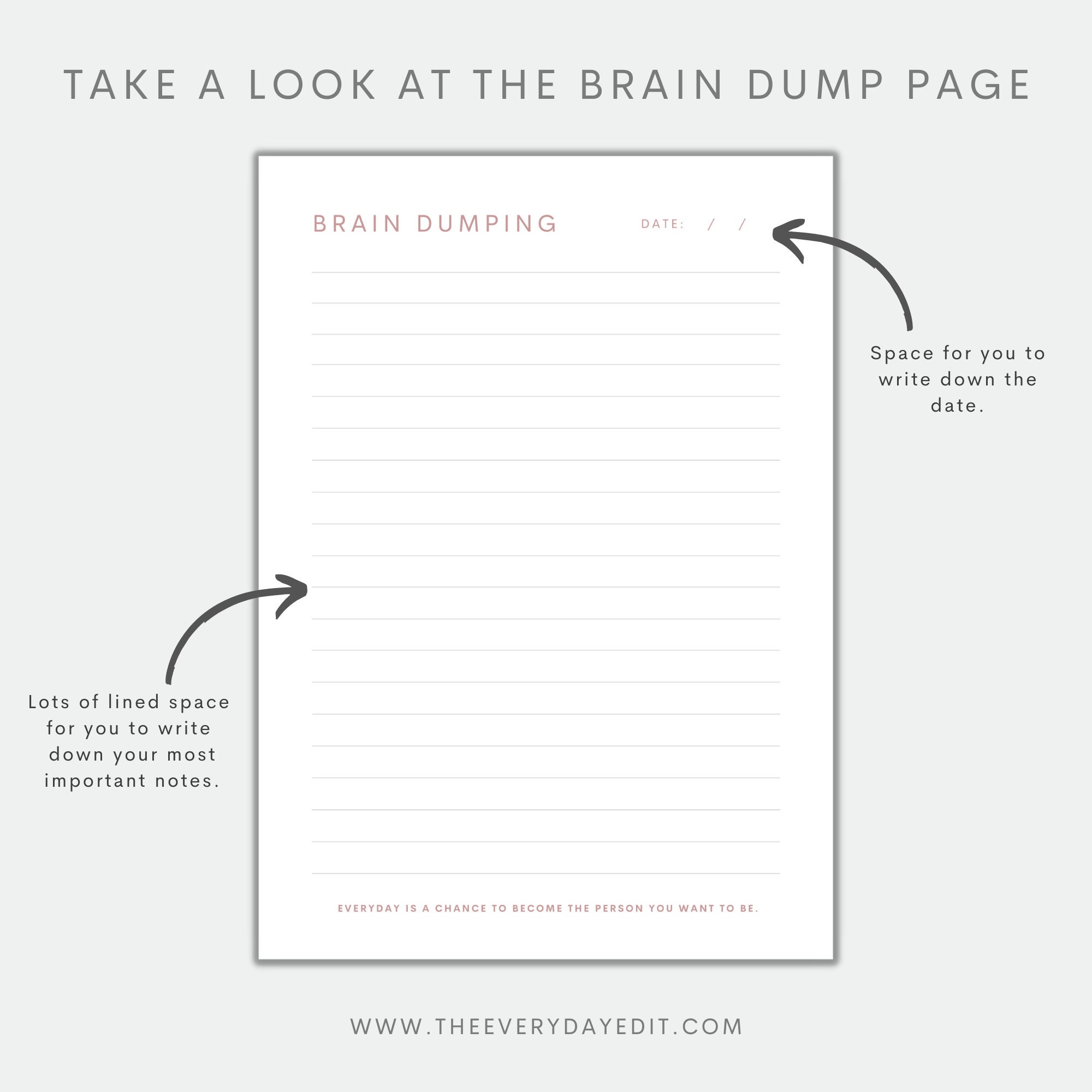 Brain Dumping Page Printable, Brain Dump, Notes Page, A4 A5 Letter Size ...