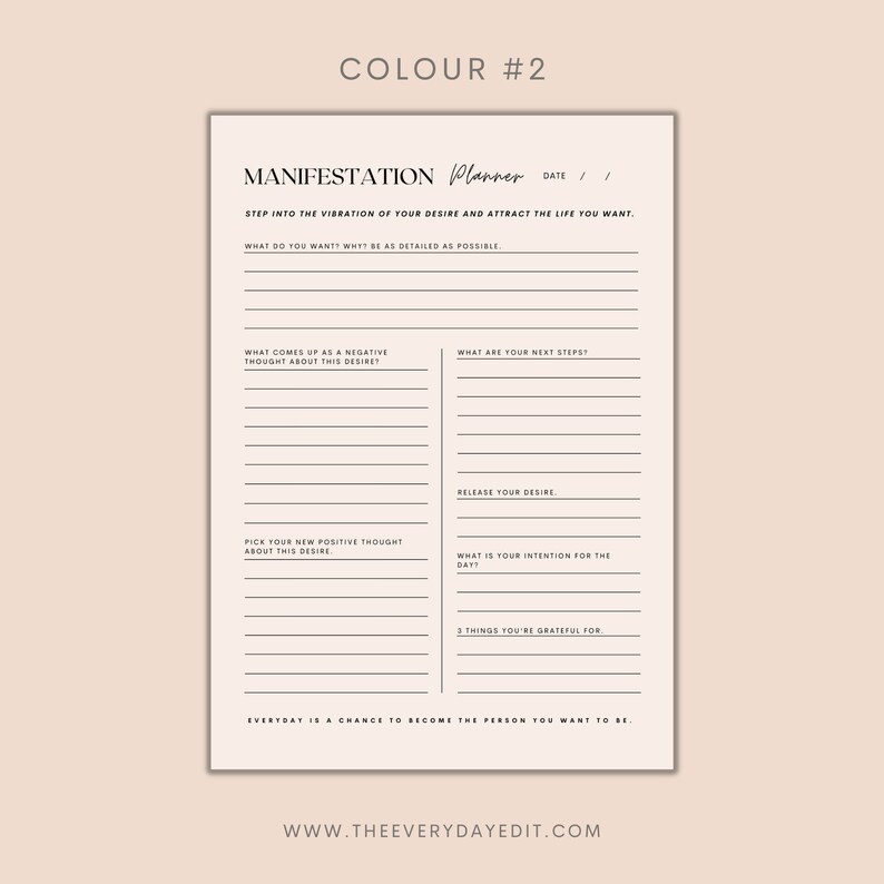 Daily Manifestation Planner Printable, Daily Planner, Manifestation ...