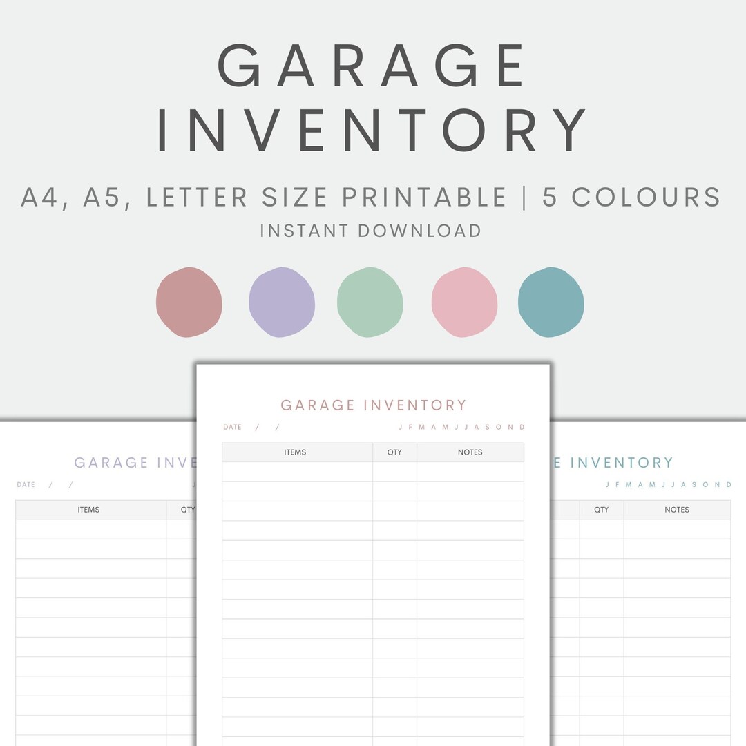 Garage Inventory Printable, Garage Inventory Tracker Printable ...