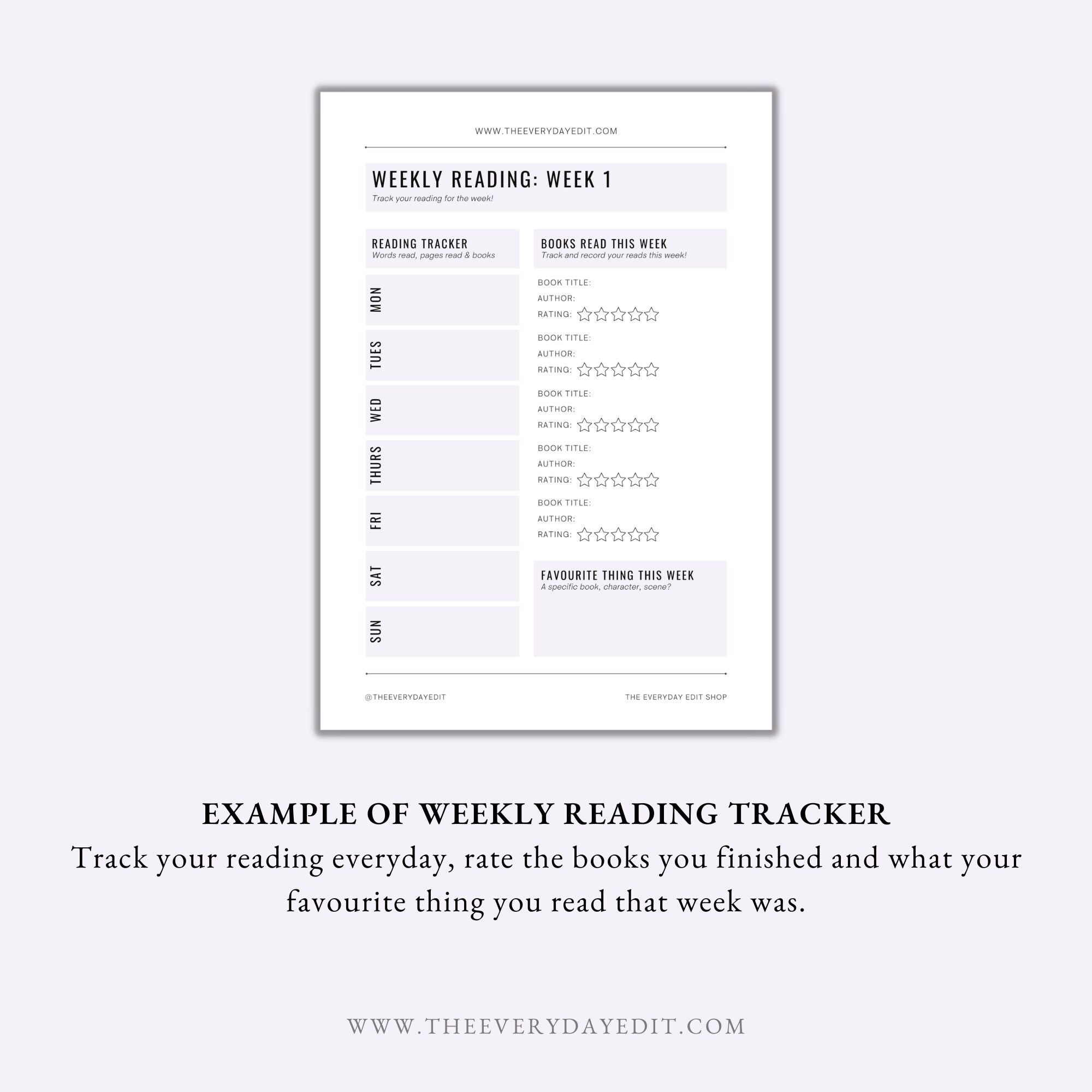 Weekly Reading Journal Printable, Undated 52 Week Tracker, Book Journal ...