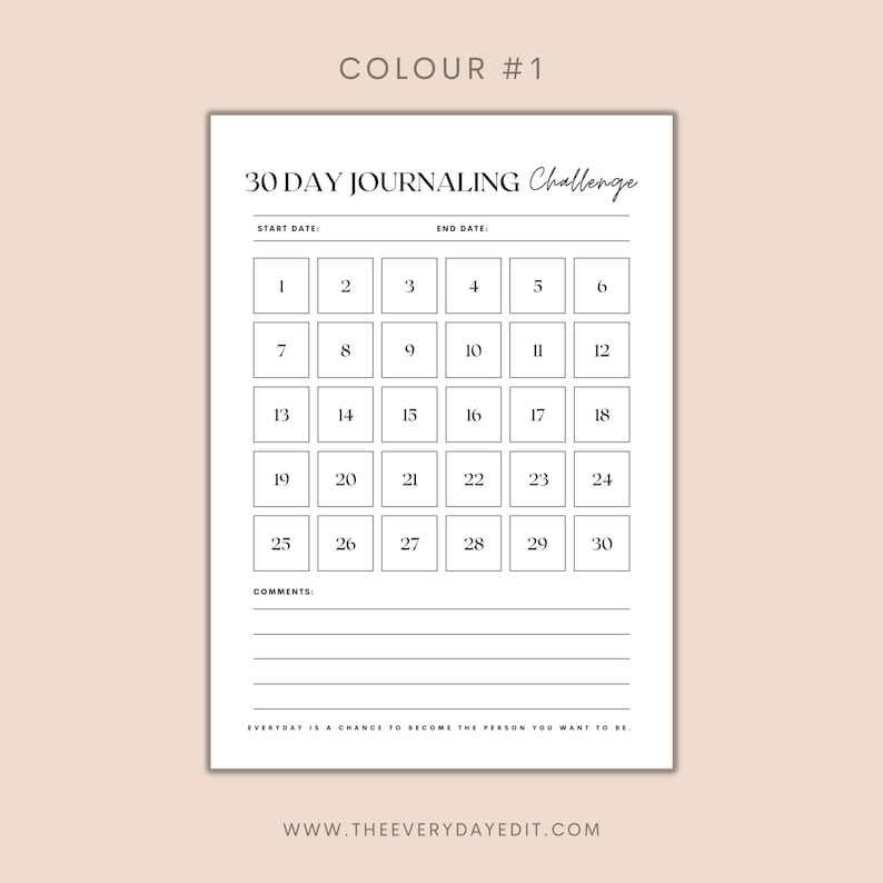30 Day Journaling Challenge Printable, 30 Day Challenge, 30 Day Tracker ...