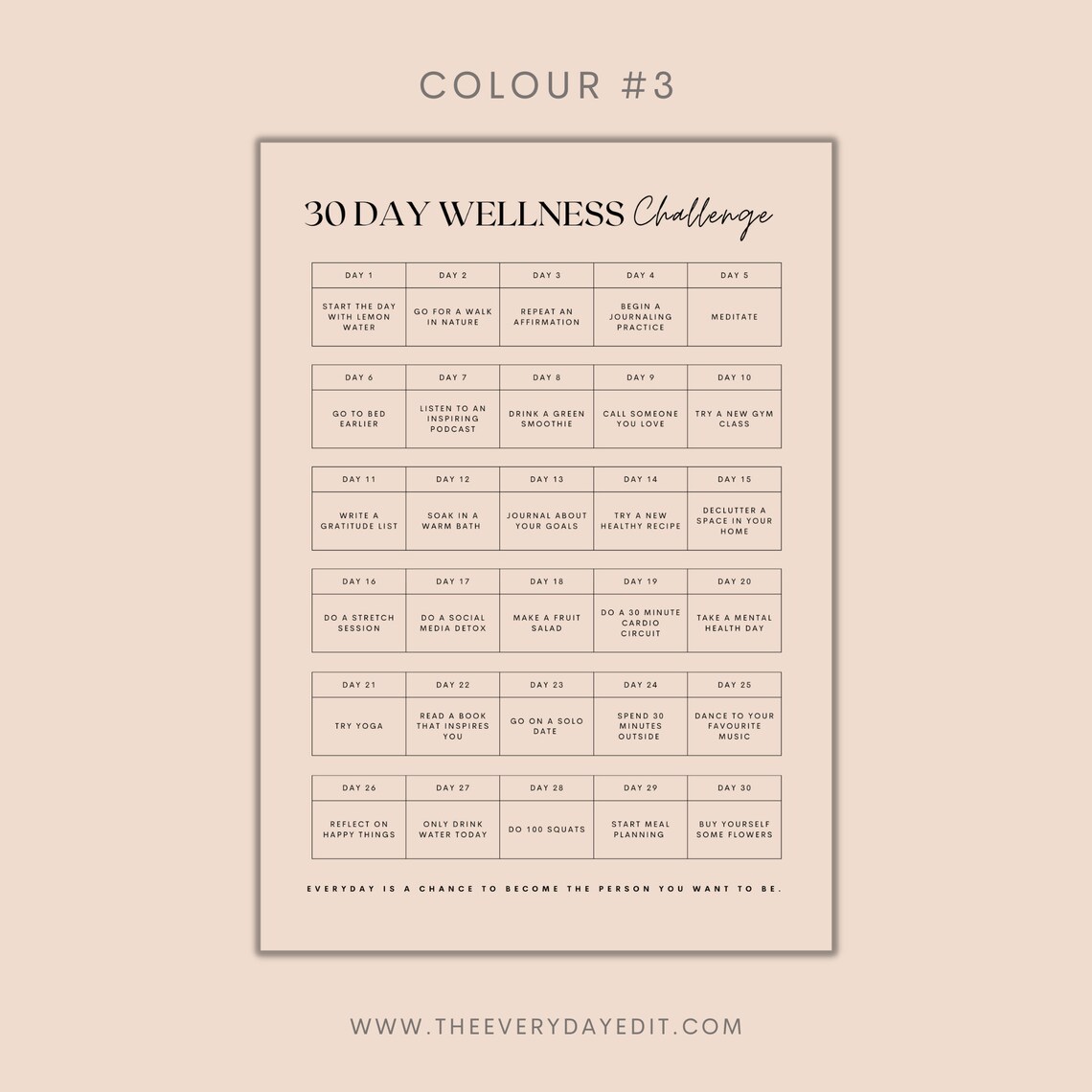 30 Day Wellness Challenge Printable, 30 Day Challenge, 30 Day Tracker ...