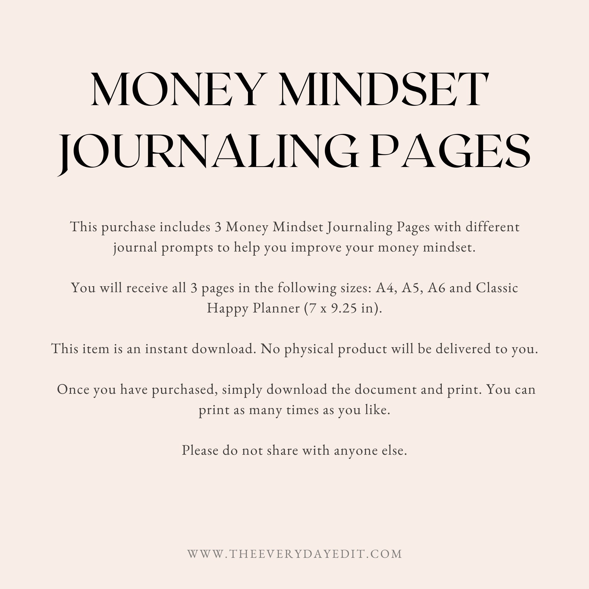 Money Mindset Journaling Pages Printable Daily Journal Pages - Etsy ...