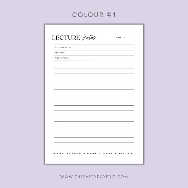 Lecture Notes Printable School Planner Printable Lined Notes - Etsy