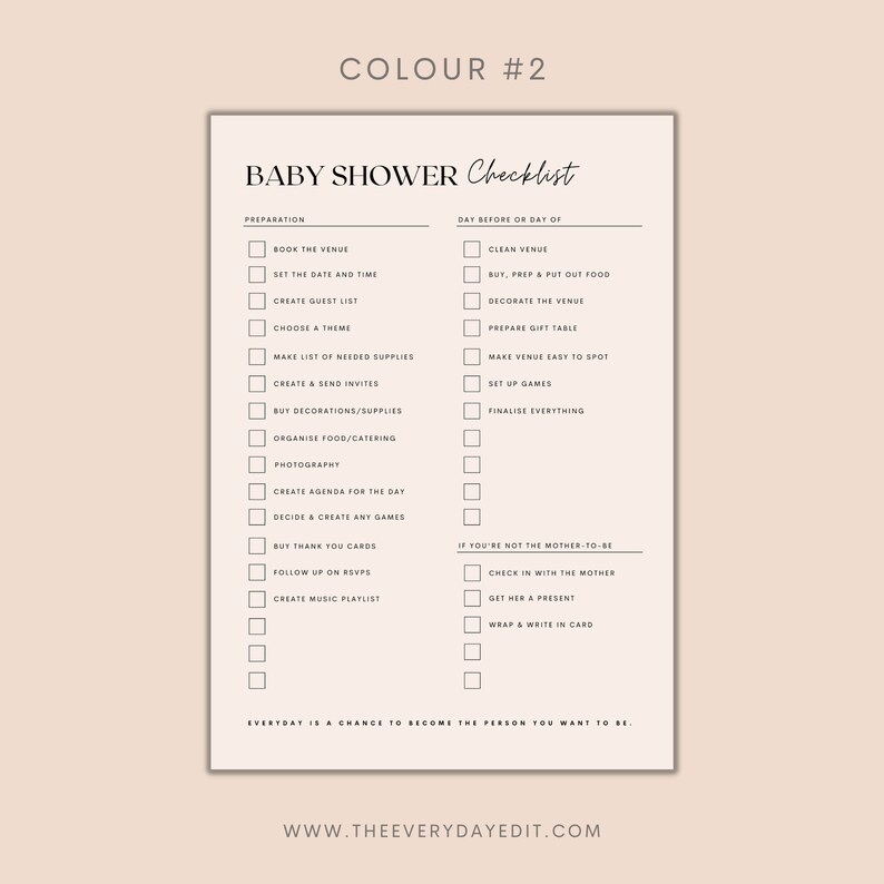 Baby Shower Checklist Printable, Baby Shower Planner Printable, Party ...