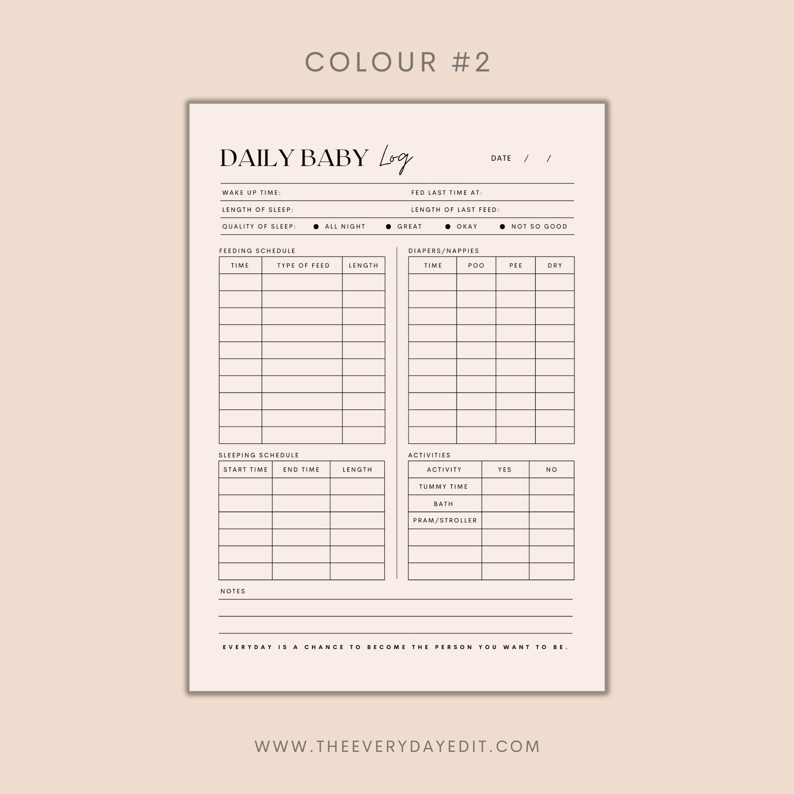 Daily Baby Log Printable, Newborn Tracker, Daily Planner, Baby Tracker ...