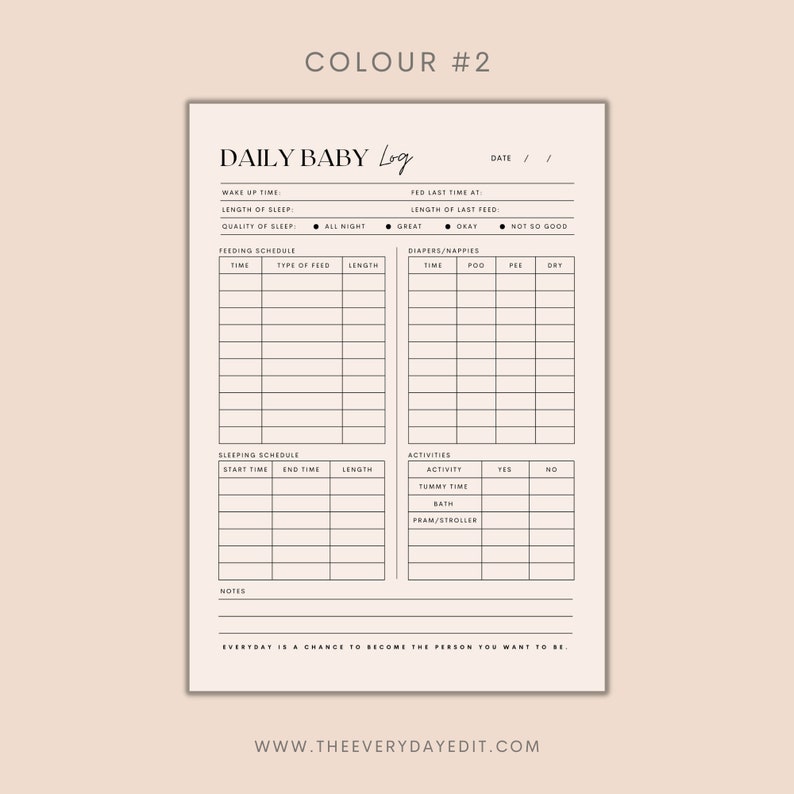 Daily Baby Log Printable Newborn Tracker Daily Planner Baby - Etsy ...