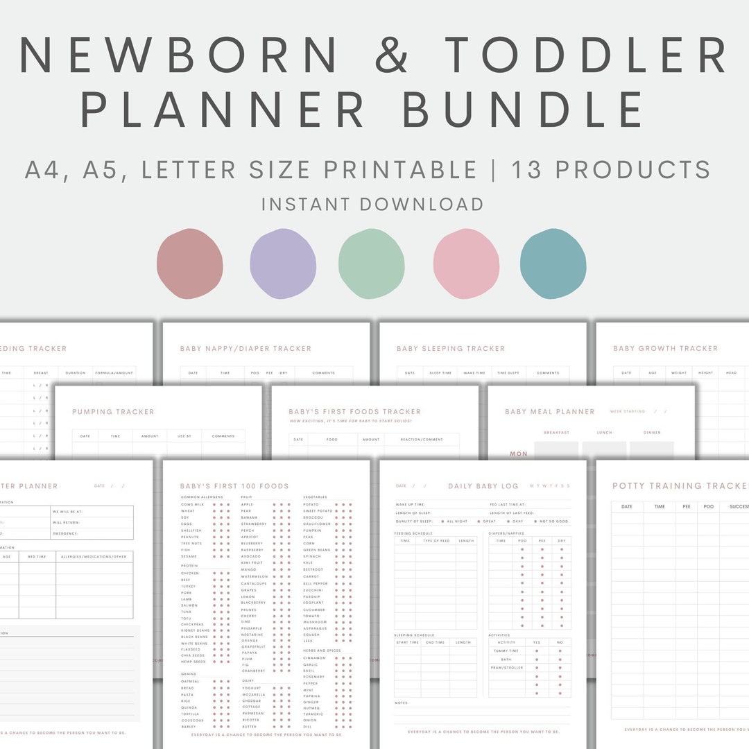 Newborn Planner Bundle, Newborn Planning Kit, Baby Tracker, Daily Baby ...