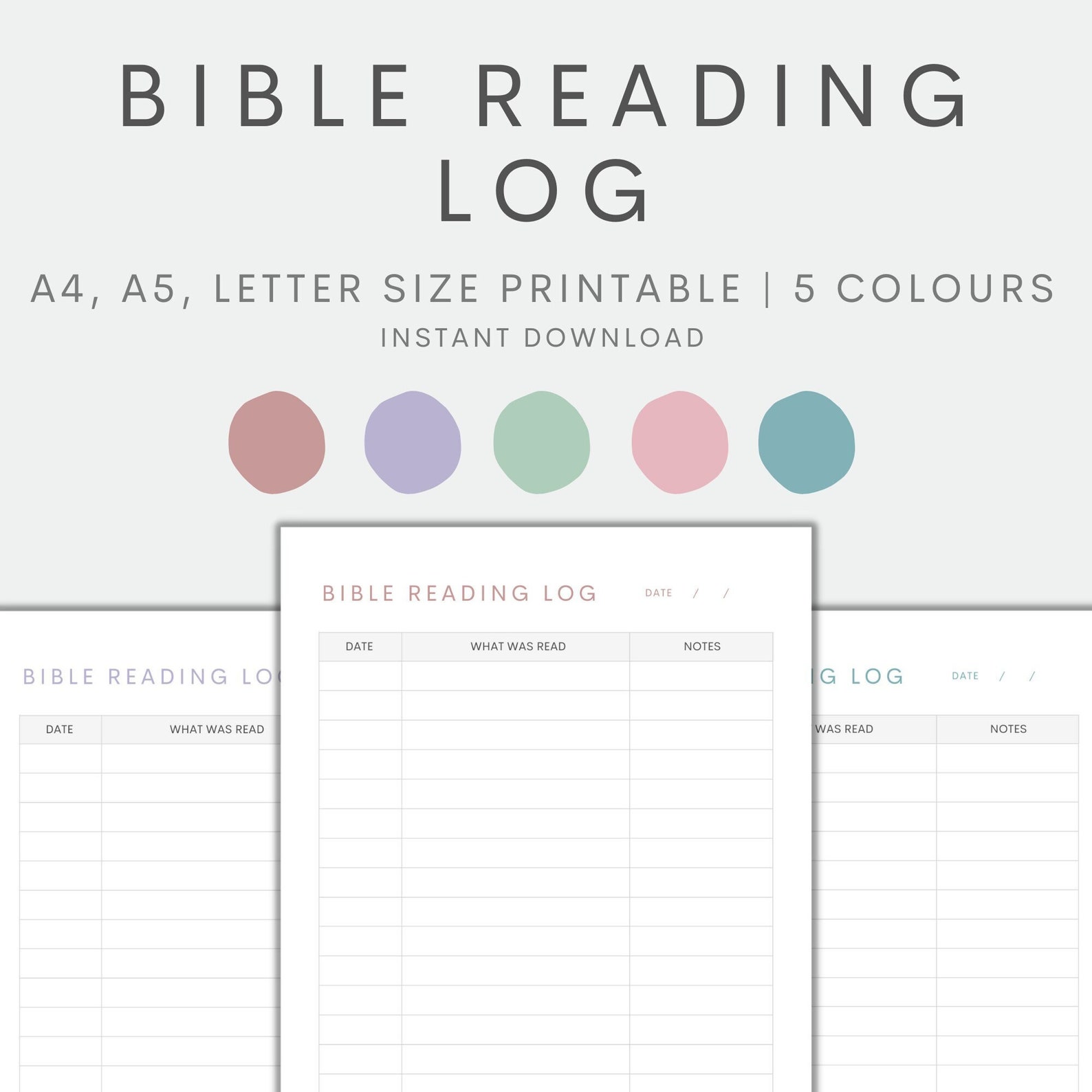 Bible Reading Log Printable, Bible Reading Tracker, Bible Journal ...