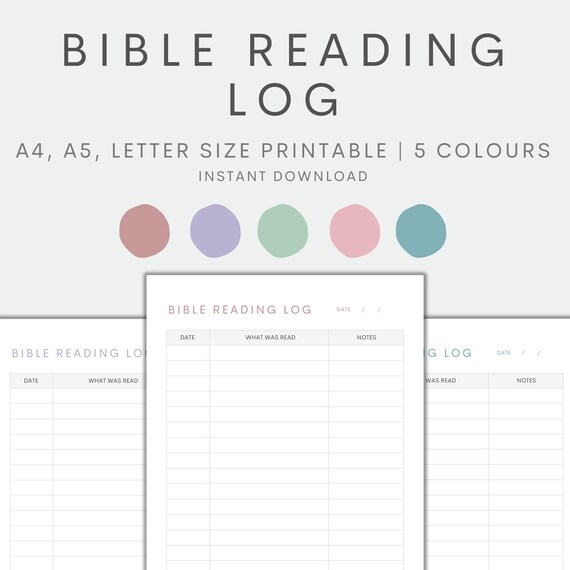 Bible Reading Log Printable Bible Reading Tracker Bible - Etsy Australia