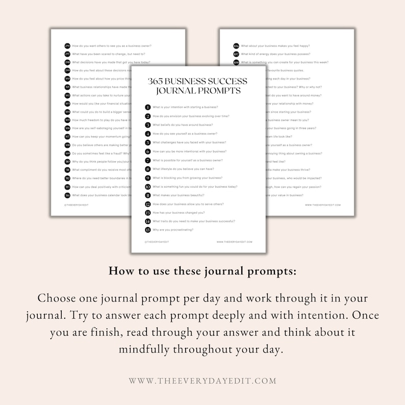 365 Business Success Journal Prompts Printable, Small Business ...