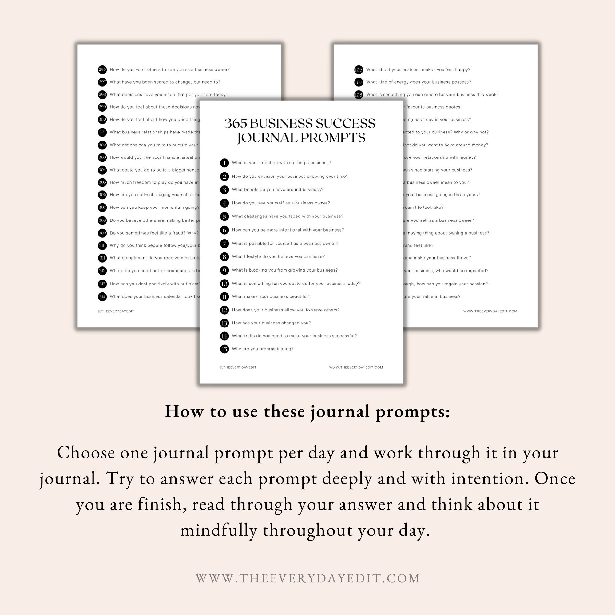 365 Business Success Journal Prompts Printable, Small Business ...