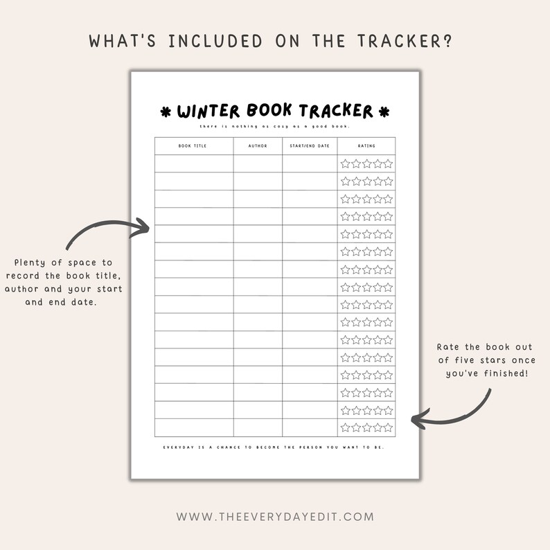 Winter Book Tracker Printable, Book List Tracker, Reading Tracker, Book ...
