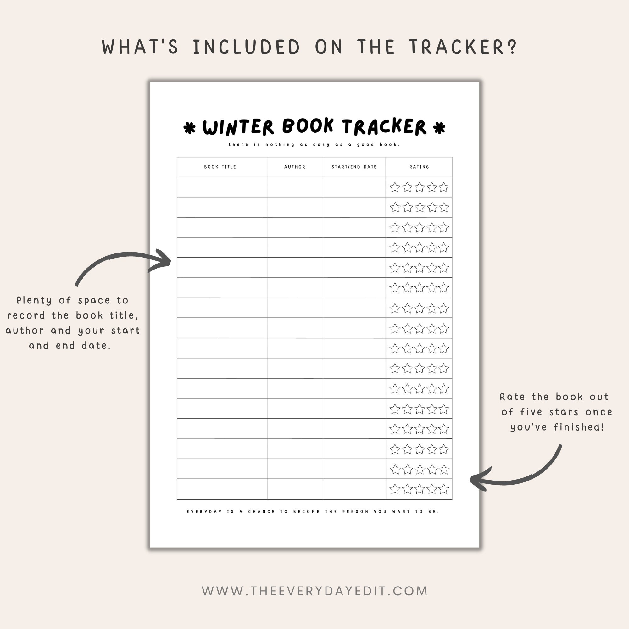 Winter Book Tracker Printable, Book List Tracker, Reading Tracker, Book ...