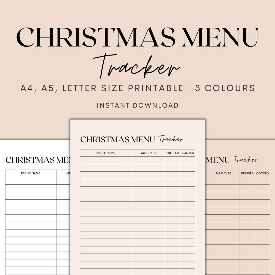 Christmas Menu Tracker Printable, Christmas Planner Printable, Holiday ...