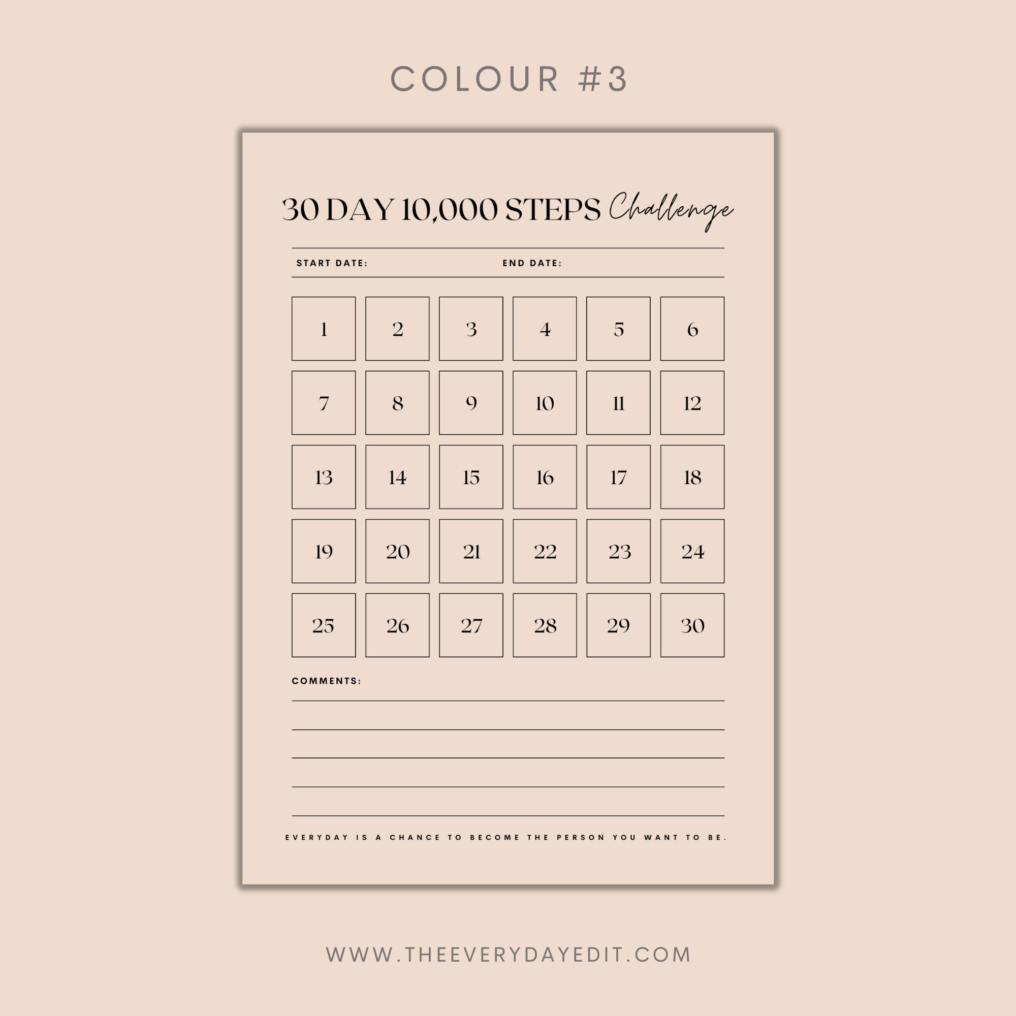 30 Day 10000 Steps Challenge Printable, 30 Day Challenge, Steps Tracker, Walking Log, Health ...