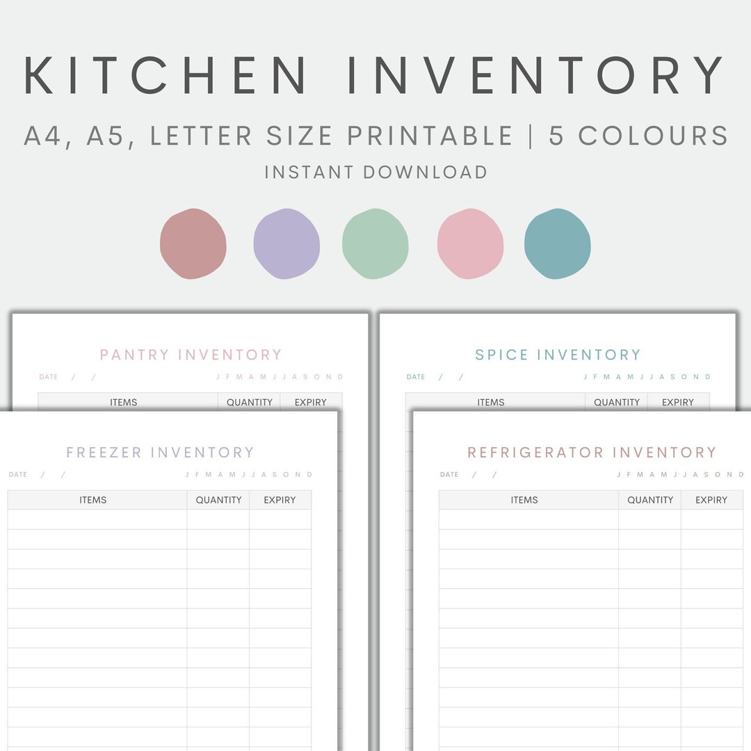 Kitchen Inventory Printable PDF Kitchen Food Inventory - Etsy Australia