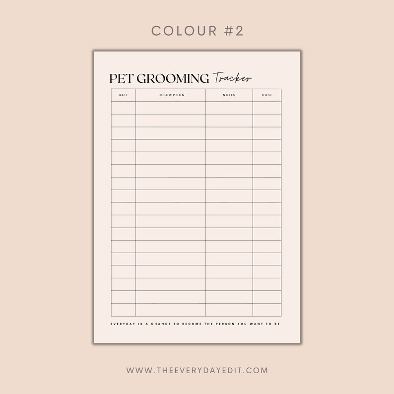 Pet Grooming Tracker Printable, Dog Grooming Log Printable, Cat ...