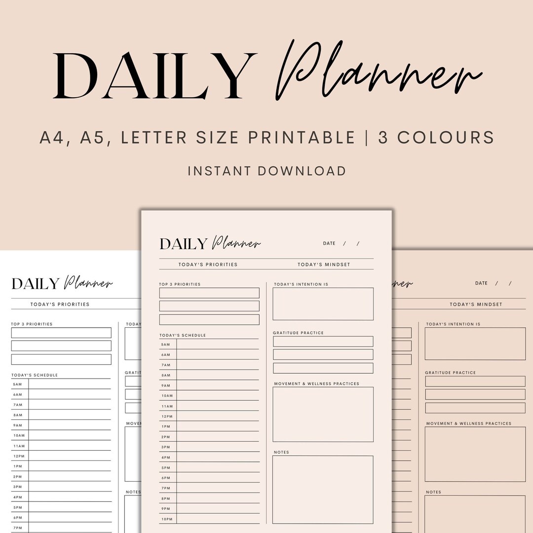 Daily Planner Printable, Daily Productivity Planner, Daily To-do List ...