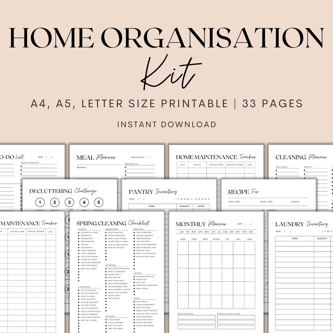 Home Organisation Kit Printable, Home Management Planner Printable ...