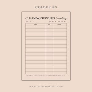 Cleaning Supplies Inventory Printable, Cleaning Inventory Chart, Home ...