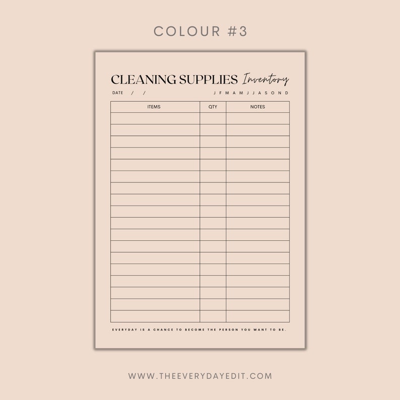 Cleaning Supplies Inventory Printable, Cleaning Inventory Chart, Home ...