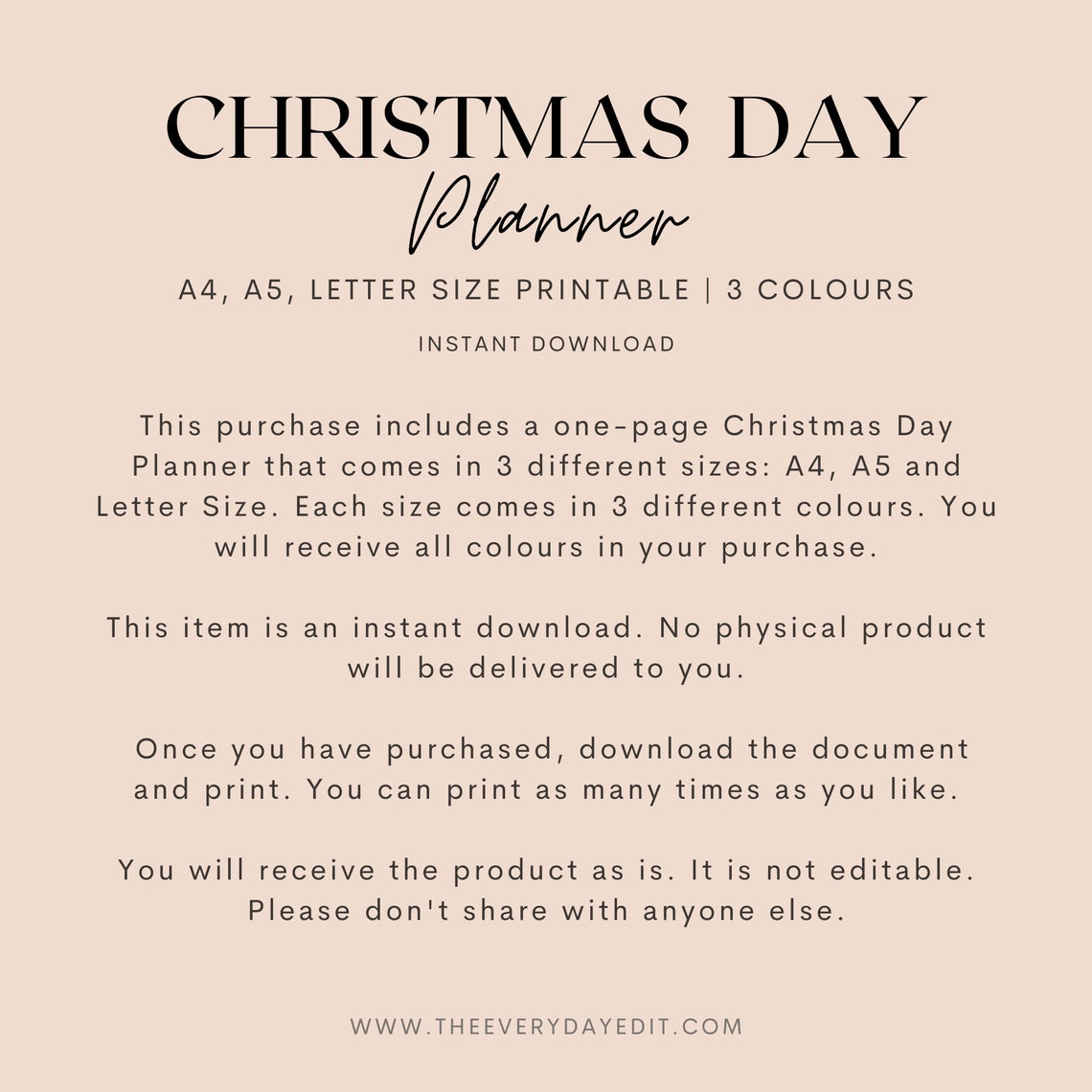 Christmas Day Planner Printable, Christmas Planner, Holiday Planner ...