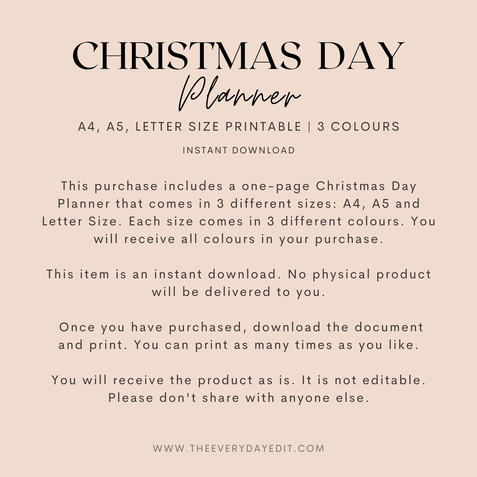 Christmas Day Planner Printable, Christmas Planner, Holiday Planner ...