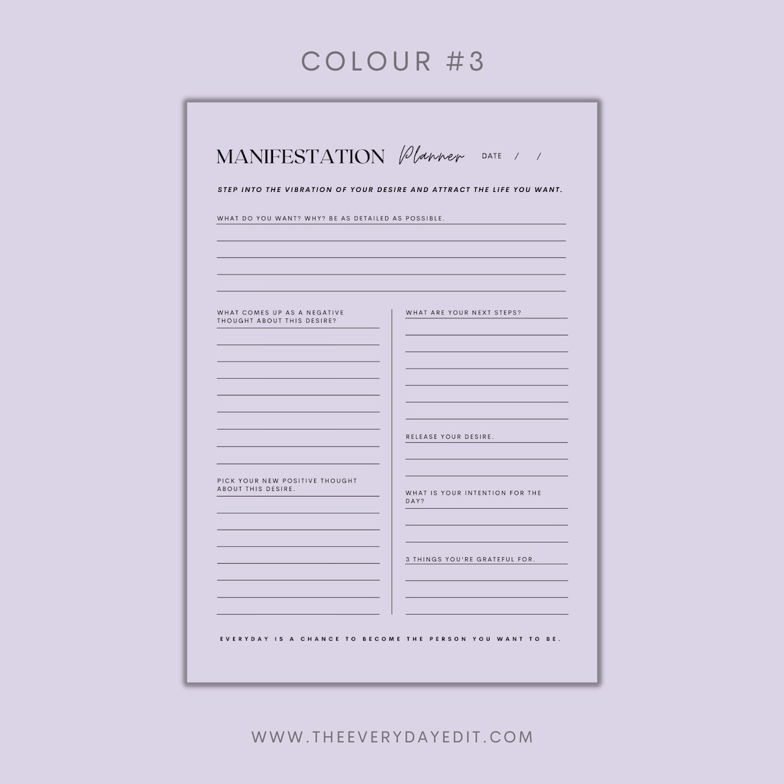 Daily Manifestation Planner Printable, Daily Planner, Manifestation ...