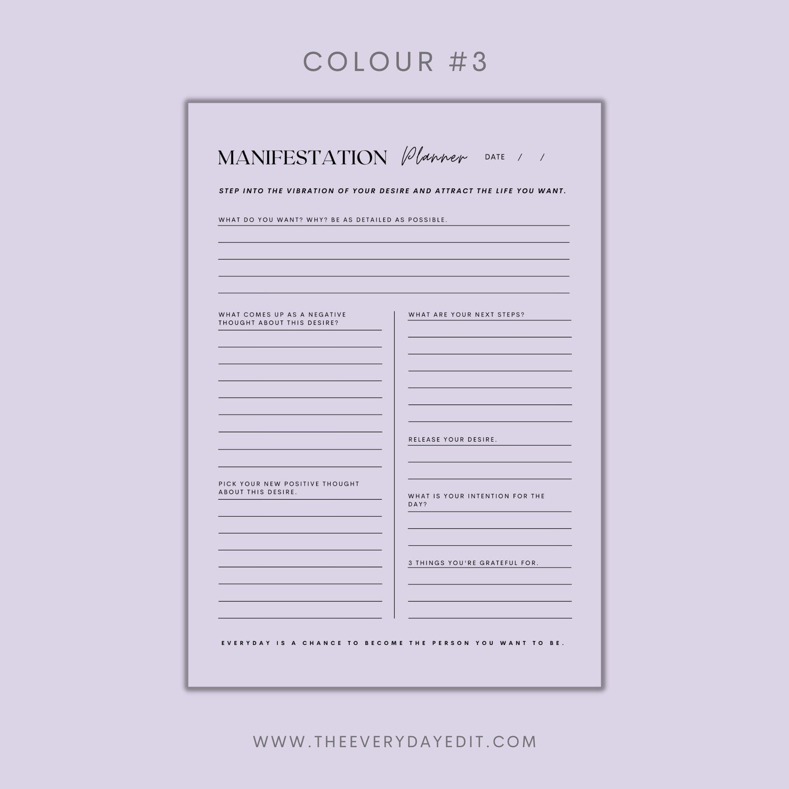 Daily Manifestation Planner Printable, Daily Planner, Manifestation ...