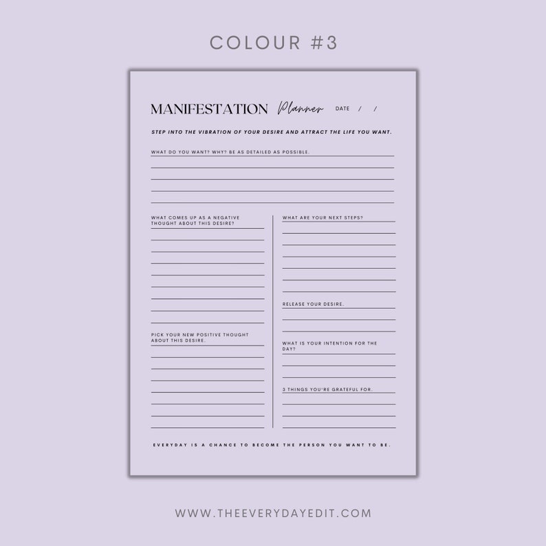 Daily Manifestation Planner Printable, Daily Planner, Manifestation ...