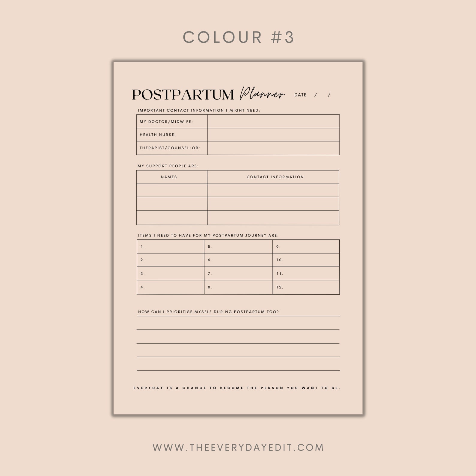 Postpartum Planner Printable, Pregnancy Planner, Postpartum Action Plan ...