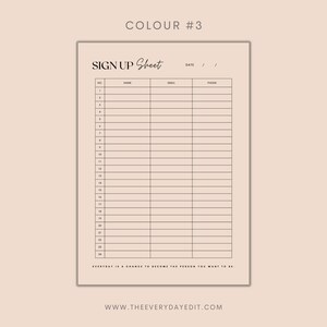 Sign up Sheet Printable, Sign up Form, Contact List, Contact ...