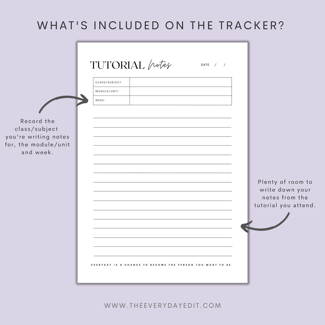 Tutorial Notes Tracker Printable College Tutorial Notes - Etsy